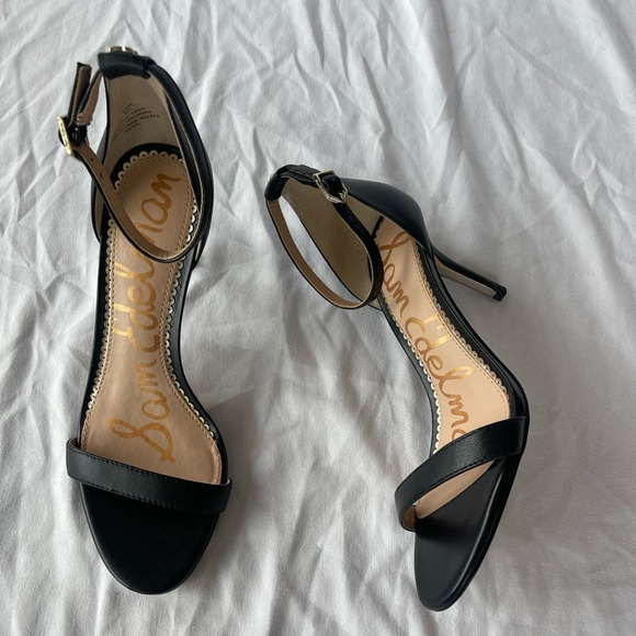 Sam Edelman | Shoes | Sam Edelman Patti Black Leather Strappy Heels ...